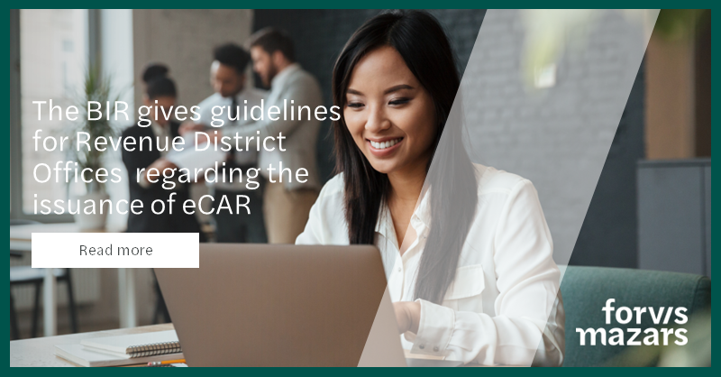 BIR clarifies the jurisdiction for the issuance of eCAR. Article Forvis ...